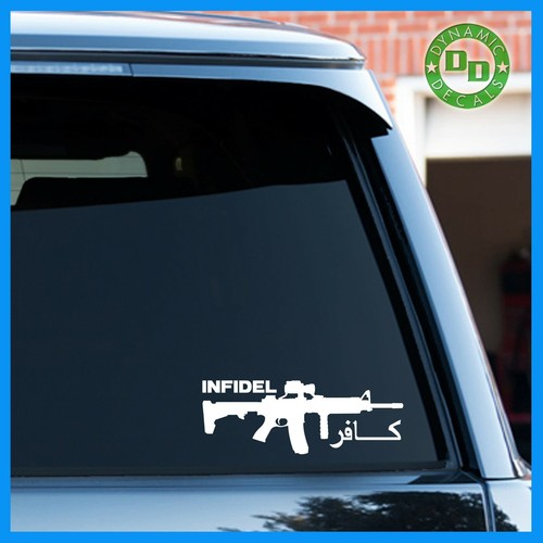 American Infidel AR-15 USA Army Marines veteran vinyl decal sticker ...
