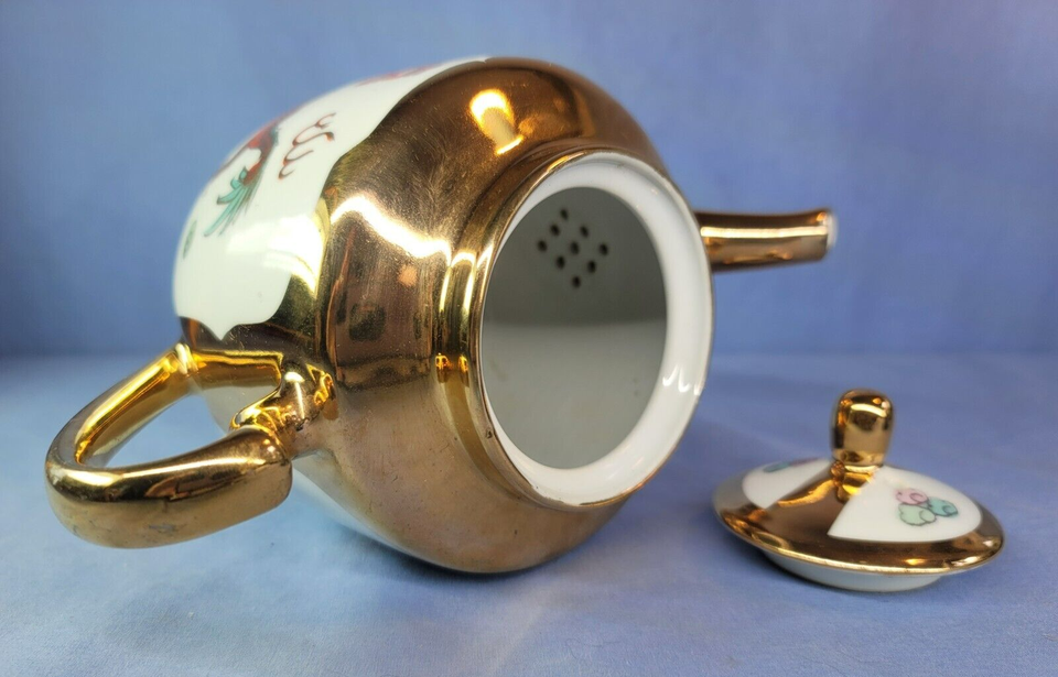 Chinese Teapot Gold Gilt Dragon Phoenix Porcelain Vintage Pot | eBay