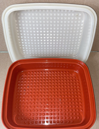 Vintage Tupperware Square Container with Lid – Burnt Orange Base ...