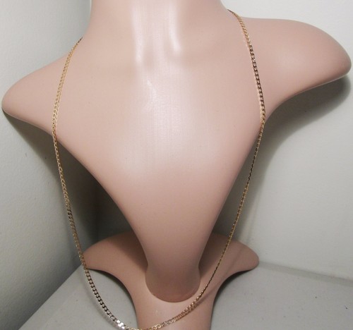 100% Genuine 9K Solid Yellow Gold Square Flat Link Chain EXTRA LONG 71. ...