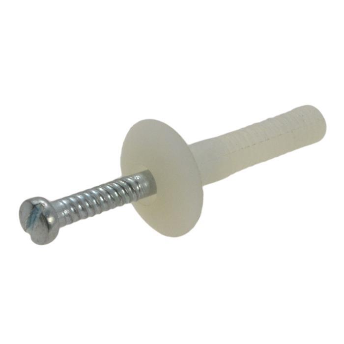 6.5mm x 50mm Zinc Pin Nylon Mushroom Head Anchors Concrete Masonry ...