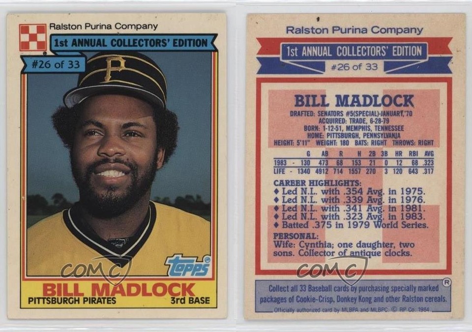 1984 Topps Ralston Purina Bill Madlock #26 10ou | eBay