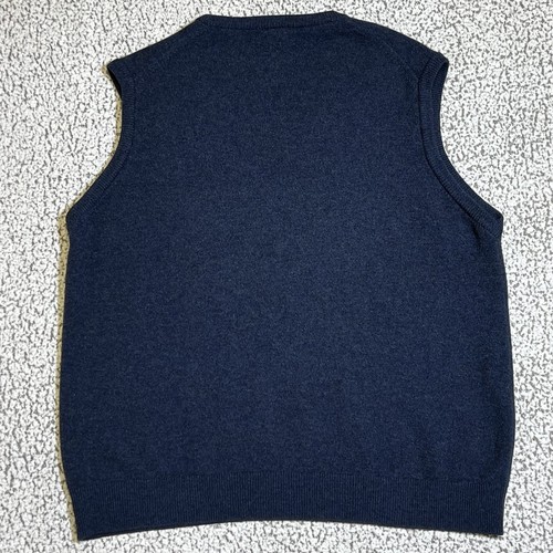 LL Bean Sweater Vest Mens XXL Tall Blue Lambs Wool Knit V-Neck ...