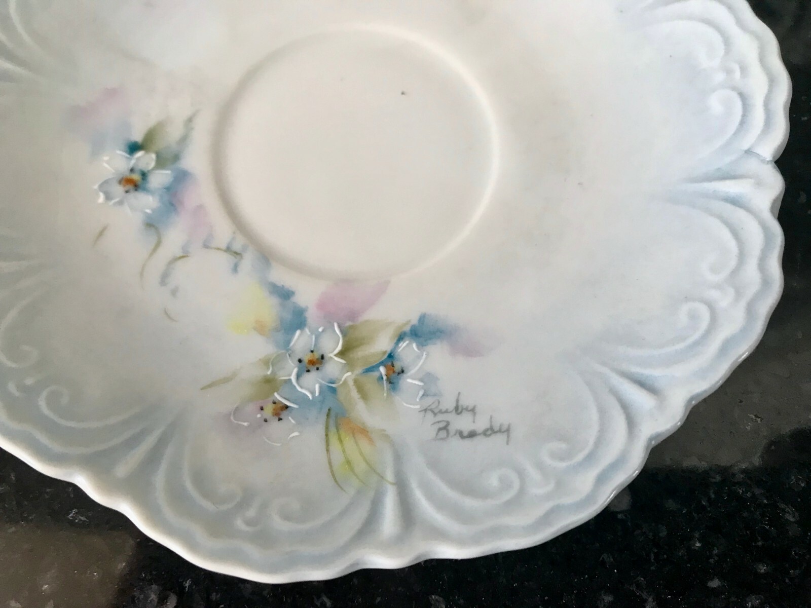 Vintage Baby Blue and White Floral Chocolate Coffee Pot Set Signed by ...