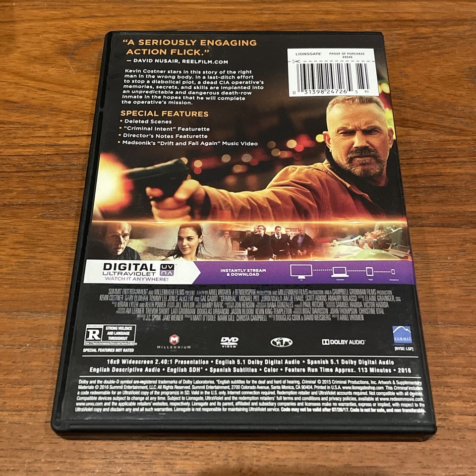 Criminal (DVD, 2016) - Good - Buy 1, Get 2 50% Off!! 31398247265 | eBay