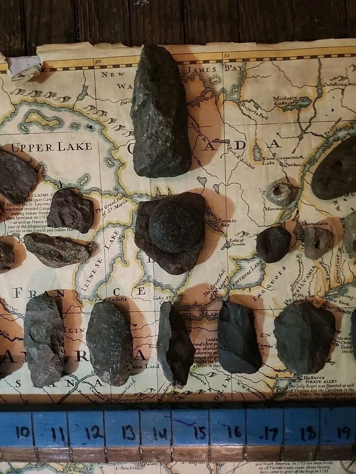 Lot Of Eastern Native American Axe Heads Spear Stones & Pots, (Old ...