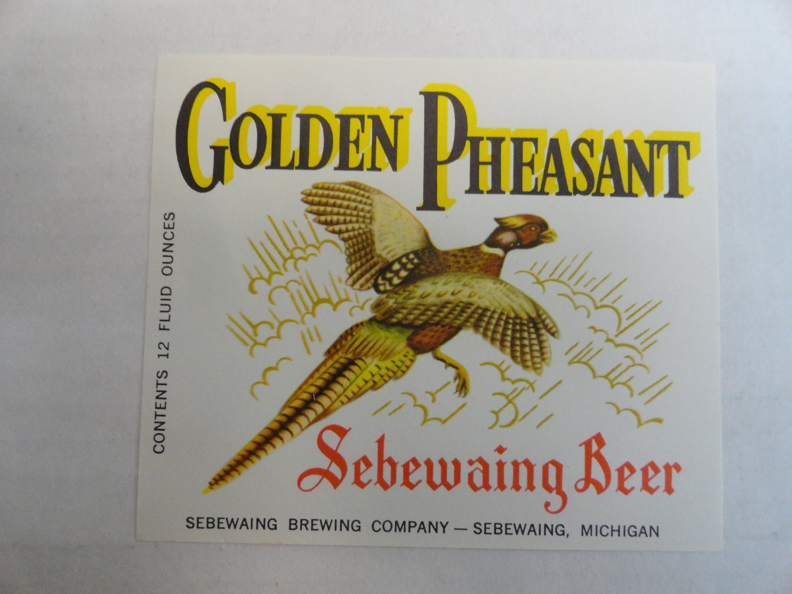Golden Pheasant beer label Sebewaing Brewing Company BAR PU DISTILLERY ...