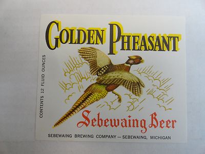 Golden Pheasant beer label Sebewaing Brewing Company BAR PU DISTILLERY ...