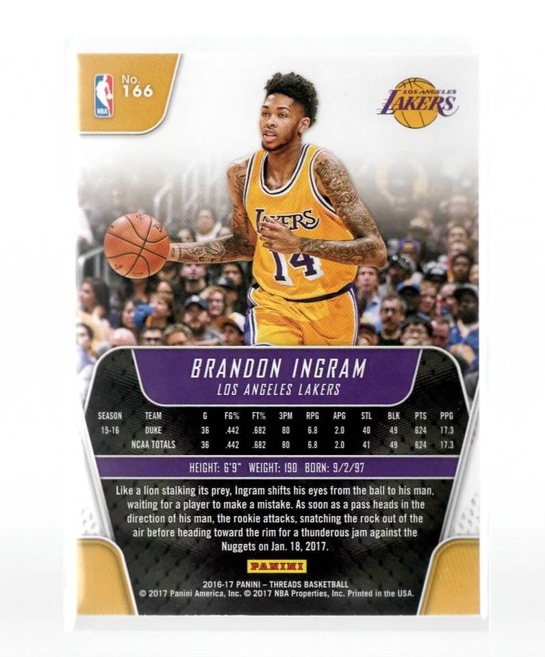 2016 Panini Threads #166 Brandon Ingram NM/Mint | eBay