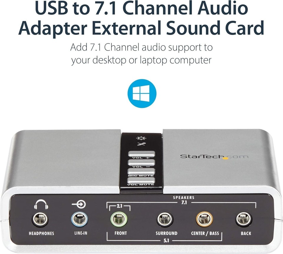 7.1 USB Sound Card External Audio Adapter Digital SPDIF for PC Laptop ...