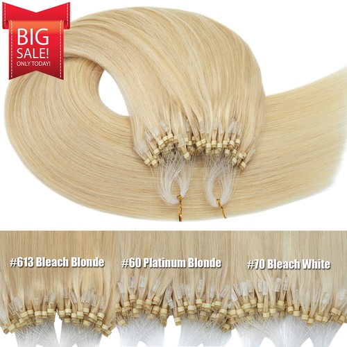 Micro Ring Loop Tip 100% Remy Human Hair Extension Straight Micro Bead ...