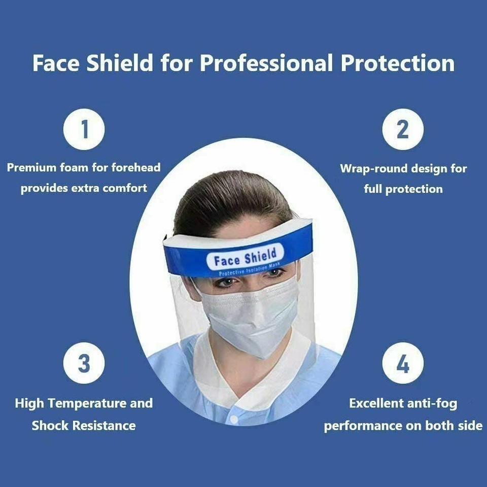 Safety Full Face Shield Reusable Washable Protection Cover Face Mask ...
