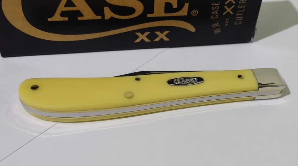 CASE XX VINTAGE YELLOW TRAPPER HUNTING POCKET KNIFE U.S.A SINGLE BLADE ...