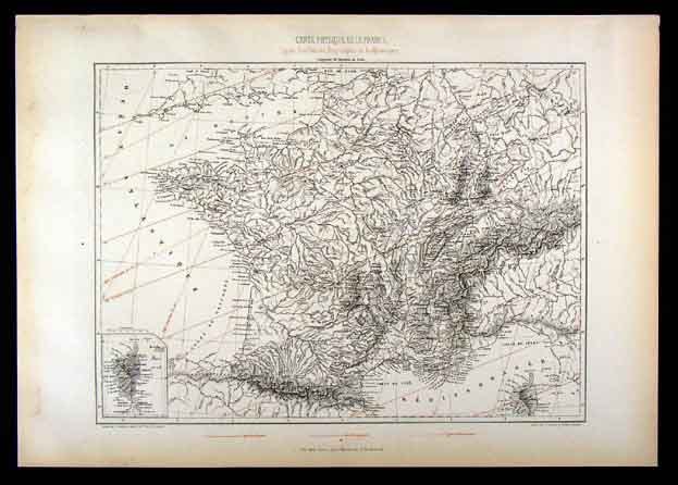 1867 Vuillemin Map - France - Isodynamic Lines Physical | eBay
