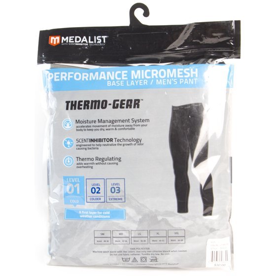Medalist Men's Thermo-Gear Performance Micromesh Base Layer Pants NWT ...