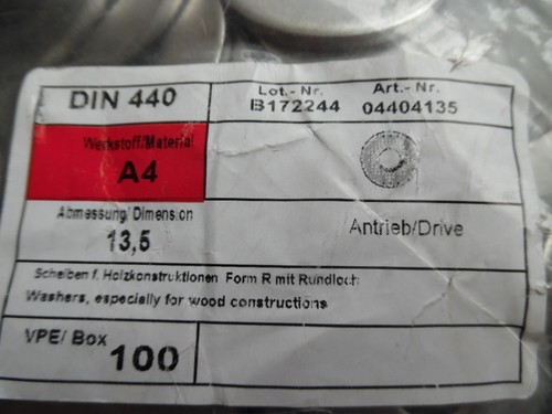 100 St.Holzbauscheiben,Unterlegscheiben, DIN 440, M12, Edelstahl A4 ...
