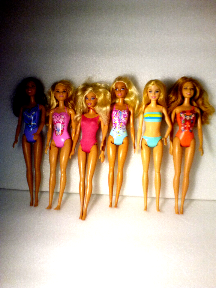 Barbie Doll Lot Of 6 Swimsuits, Beach Theme, Blonde/Brunette/Red Head ...