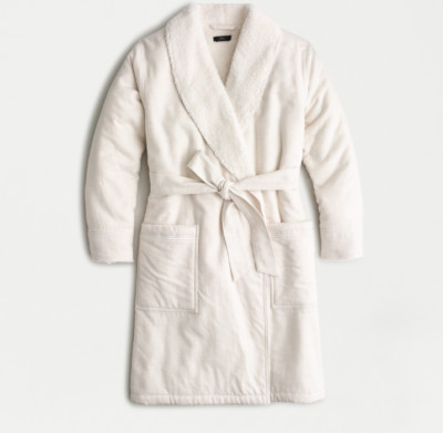 NWT-S/M-J.Crew Sherpa-Lined Flannel Robe | eBay