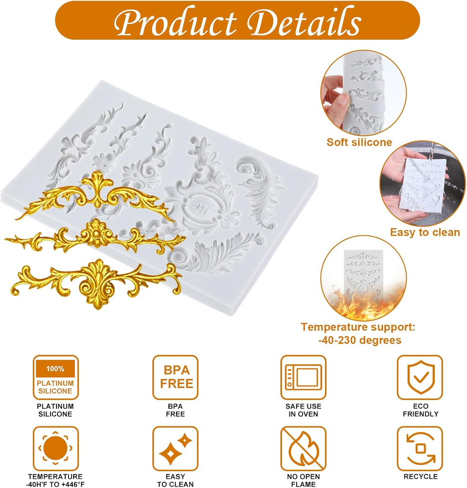 Baroque Style Curlicues Scroll Lace Emboss Border Relief Flower Lace ...