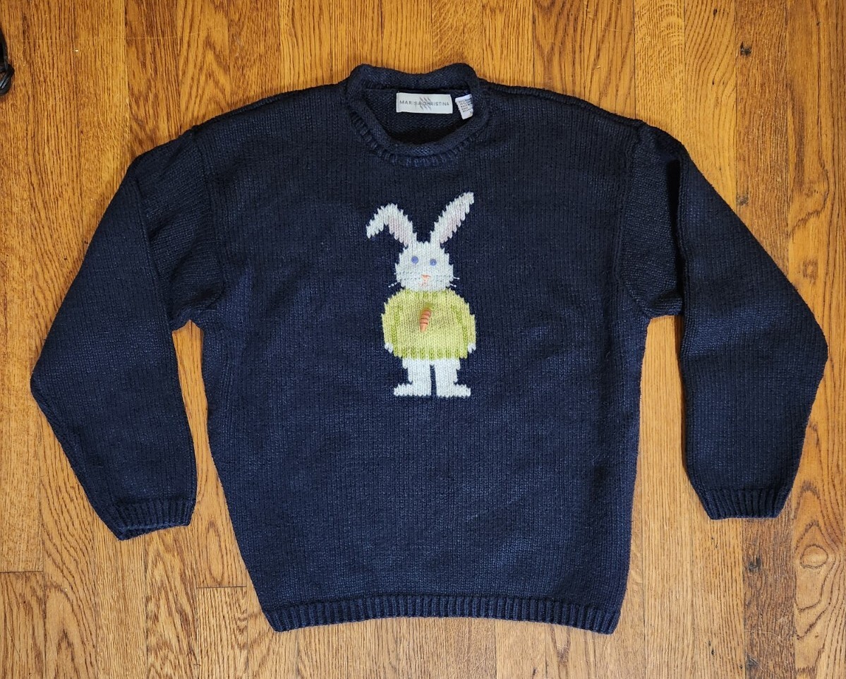 Vintage Marisa Christina Dark Blue Rabbit Sweater - W… - Gem