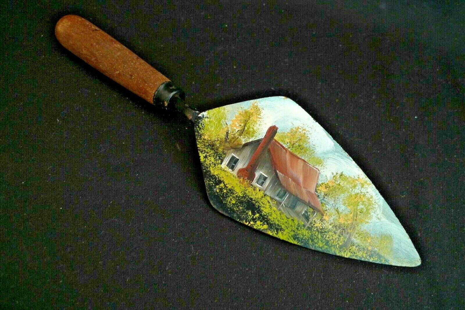 ANTIQUE HANDPAINTED COUNTRY FARMHOUSE LANDSCAPE ON CAST IRON GARDEN ...
