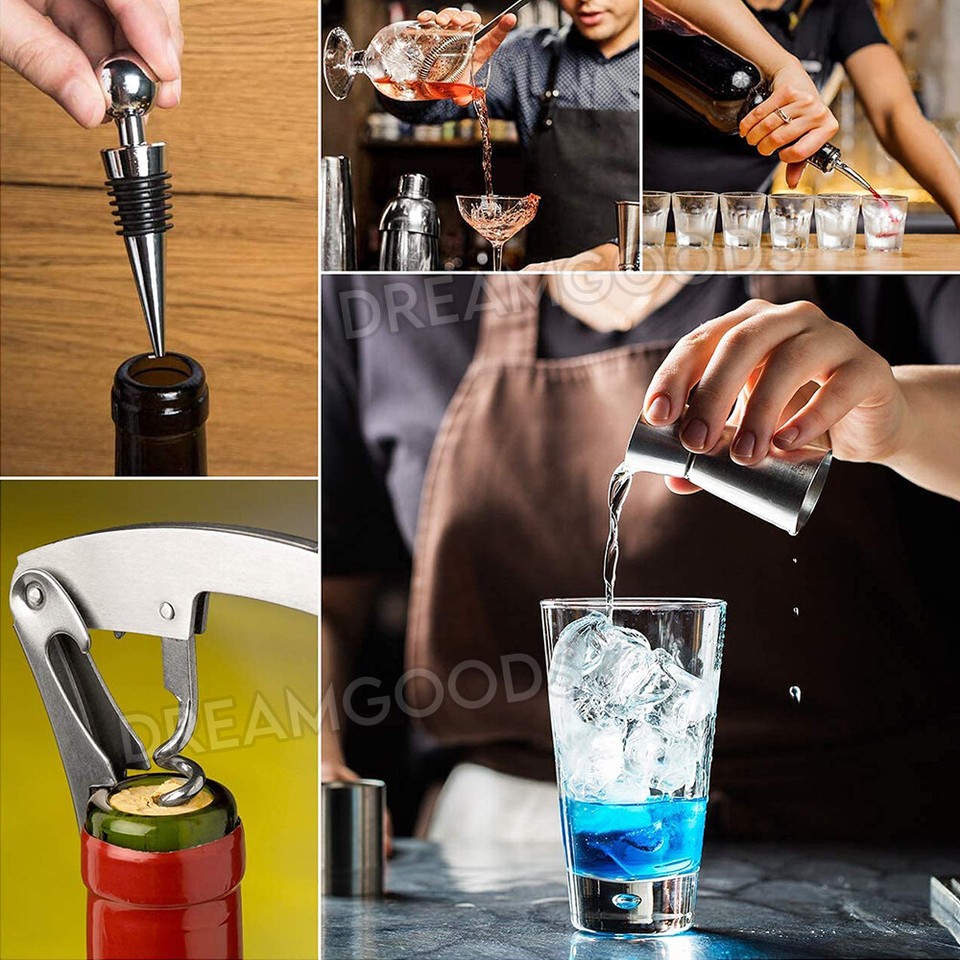 Cocktail Shaker Set Maker Mixer Martini Spirits Bar Strainer Bartender ...