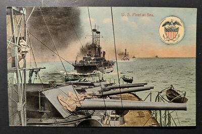 Vintage Navy US Fleet at Sea 12 Inch Turret Guns Real Picture Postcard ...