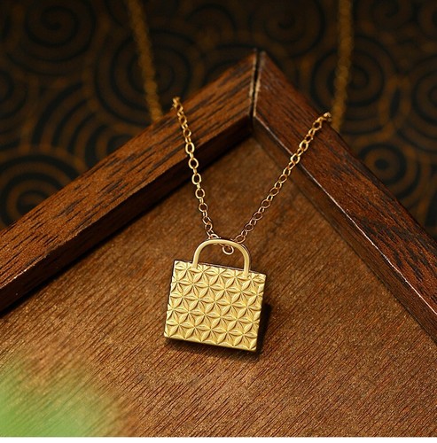 Green Jade Crystal Lucky Lock Shape Pendant Necklace Charm 18K Gold ...