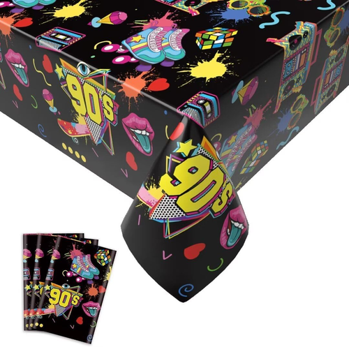3 Pack Graffiti Plastic Tablecloth - Back to the 90S Birthday Party ...