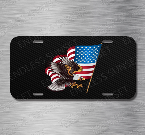 USA Patriot American Flag Eagle US Freedom America License Plate Front ...
