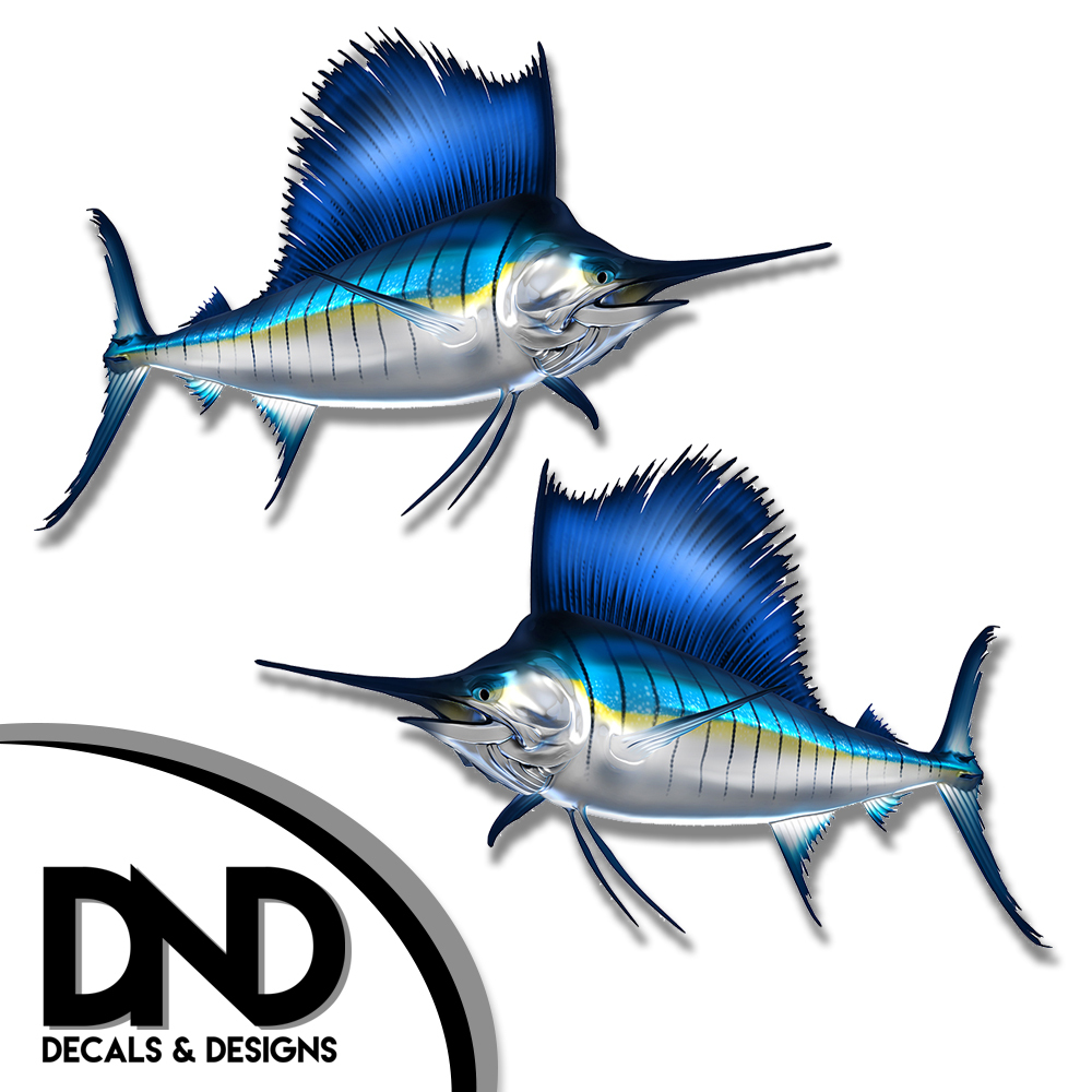 Sailfish - Fish Decal Fishing Hunting Tackle Box Bumper Sticker "5in ...