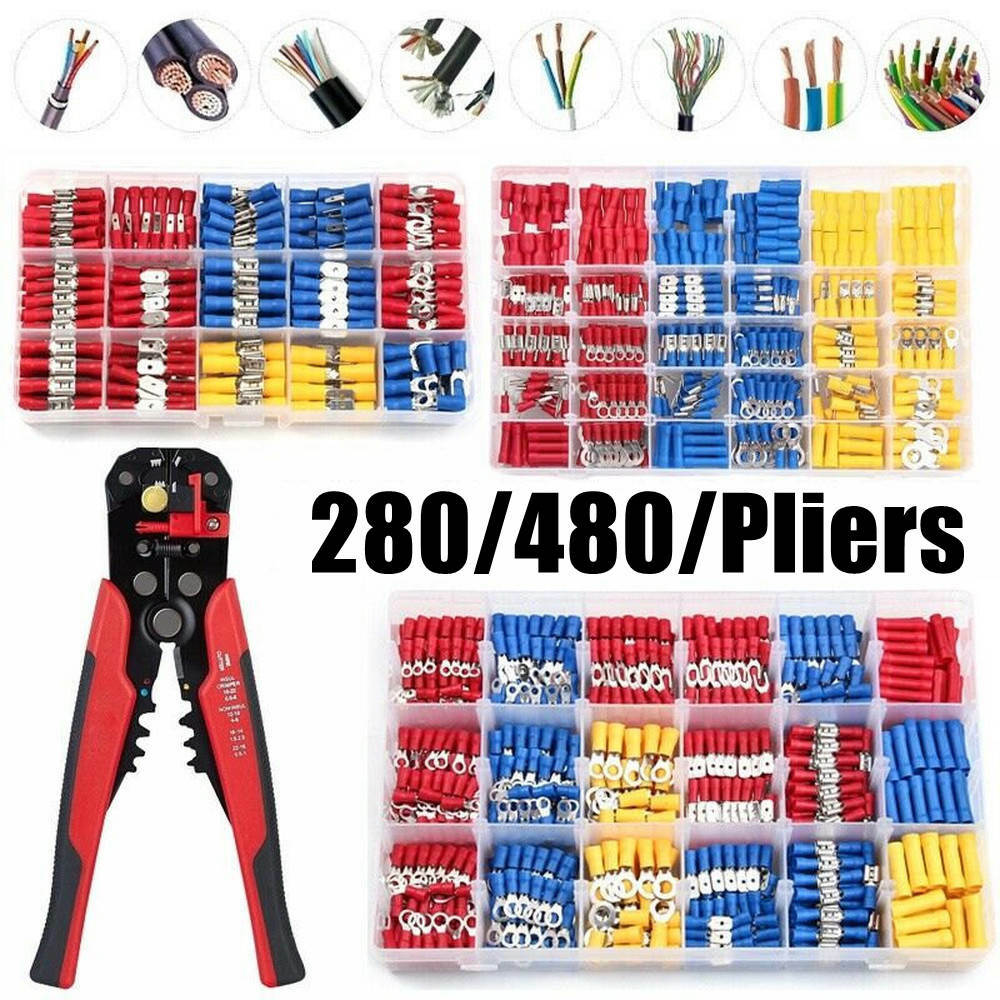 480PCS ELECTRICAL WIRE TERMINALS ASSORTMENT SET INSULATED CRIMP ...