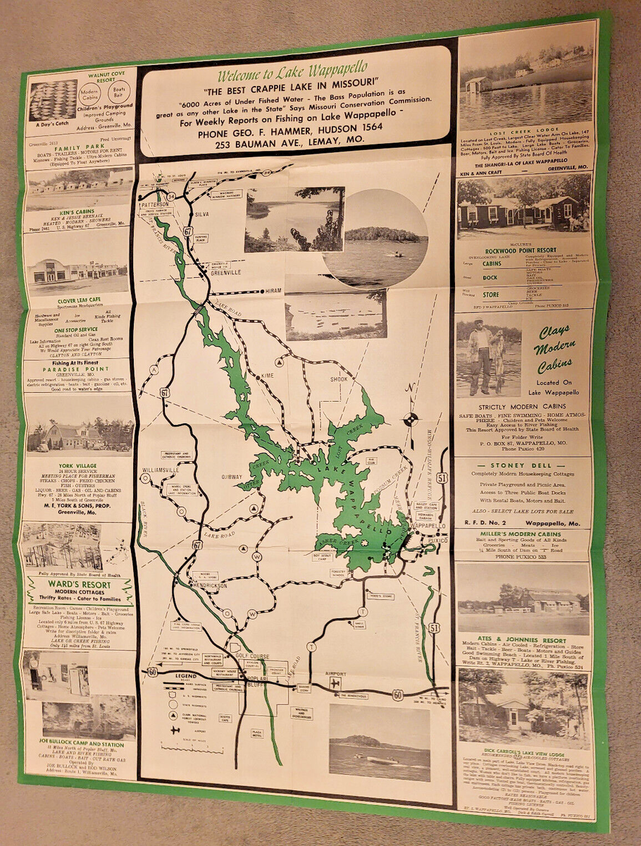 Lake Wappapello Missouri 1960s Map Our Missouri State Park Map Of 58