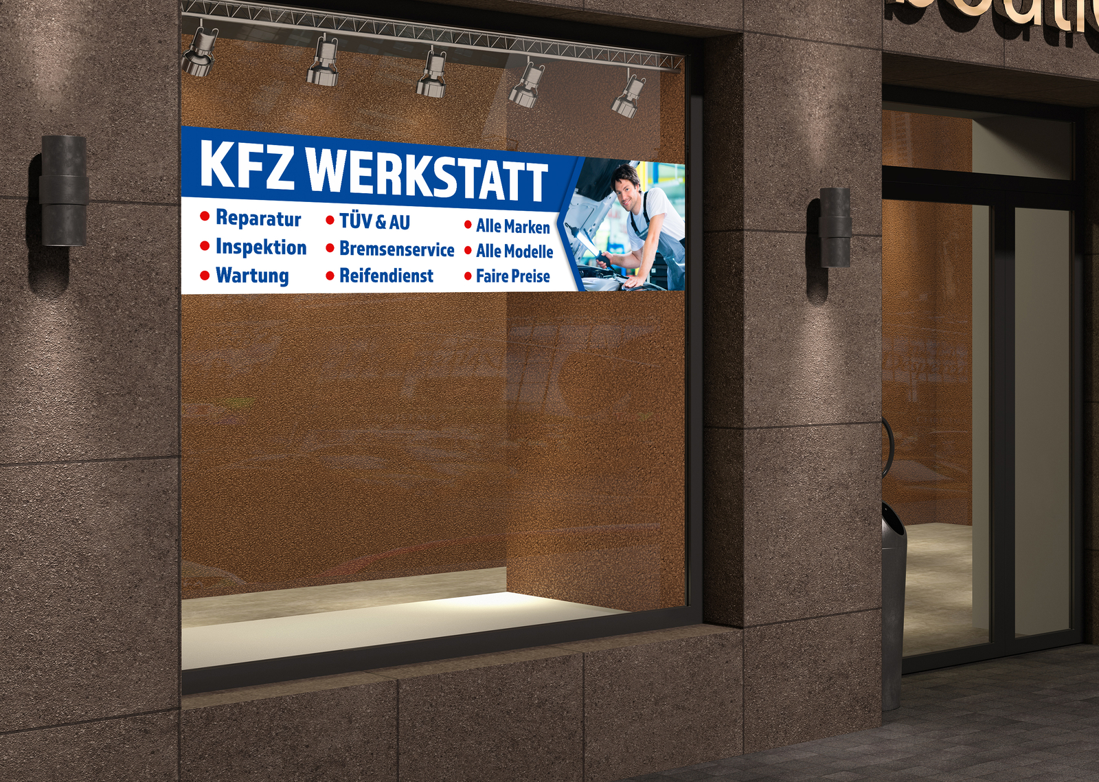 Banner oder Aufkleber "KFZ WERKSTATT" Reparatur, Auto, PVC-Banner ...