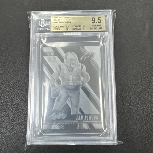 BGS 9.5 Gem Mint 2017 Panini Absolute NFL Cam Newton Glass Card SSP ...