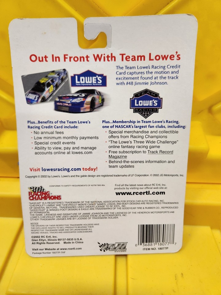 Jimmie Johnson Rookie Season 2002 Lowe’s 1/64 Diecast #48 | eBay