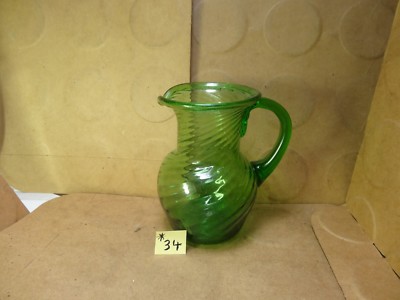 Blenko Mini Pitcher/Creamer, Green Twist Pattern, 4 1/4" Tall (Used/EUC ...