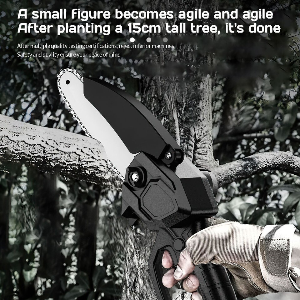 4”/6"Mini chainsaw Electric Wood Cutter Cordless Chain Saw w/2 Battery ...