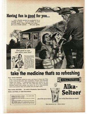 1956 Alka-Seltzer family hangs birdhouse art Vintage Print Ad | eBay