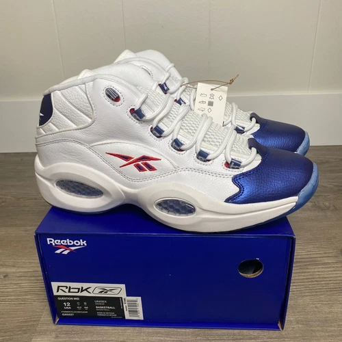 Size 12 - 2022 Reebok Question Mid Blue Toe Allen Iverson GX0227 NEW | eBay