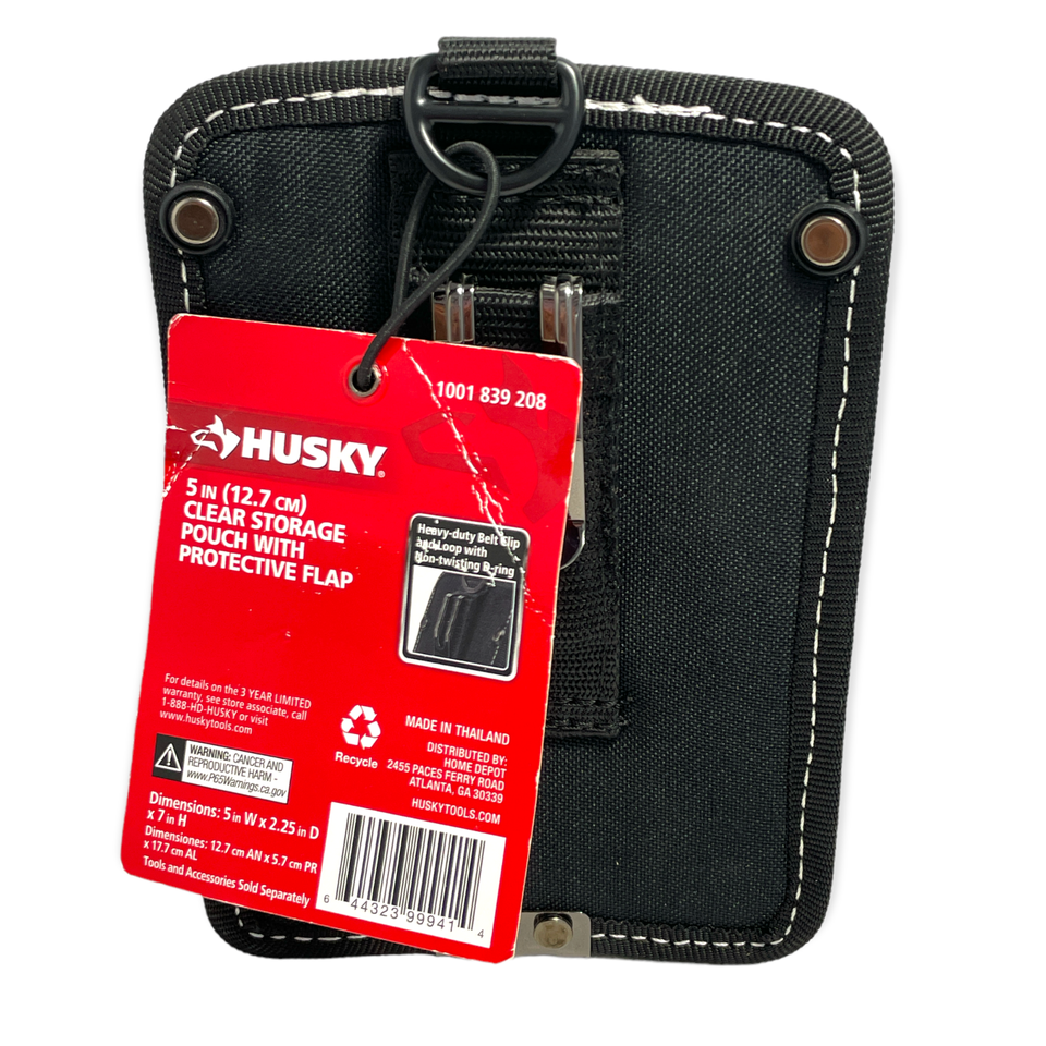 Husky 5 in (12.7cm) Clear Storage Pouch With Protective Flap *New* | eBay