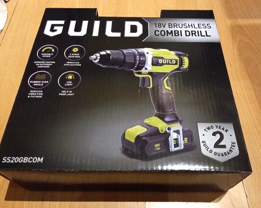 Guild 18V Cordless Brushless Motor Combi Drill Kit - 3205785 for sale ...