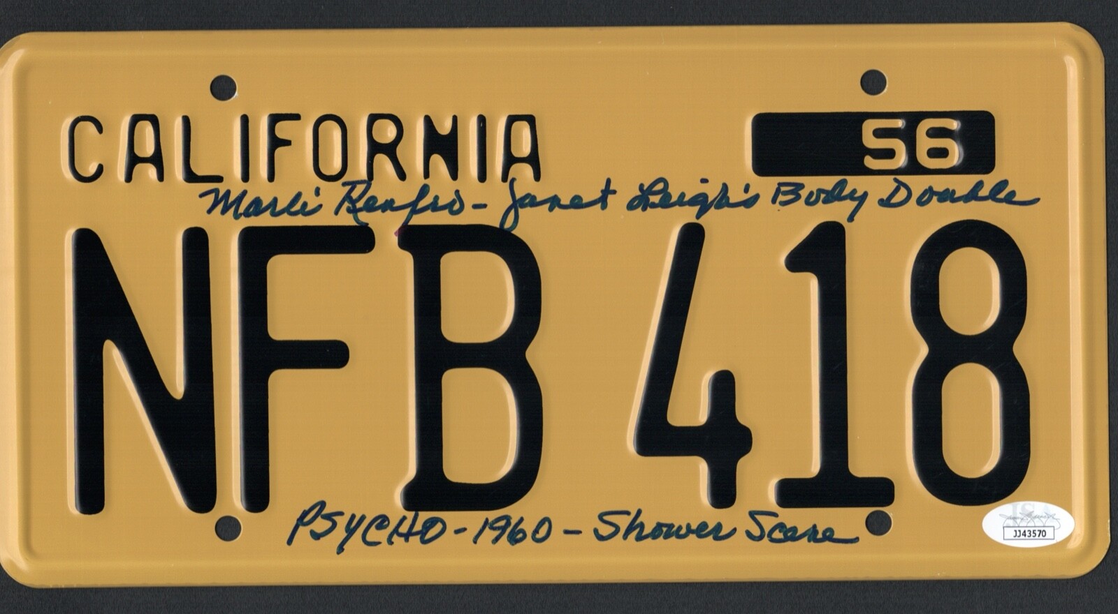 MARLI RENFRO Signed PSYCHO LICENSE PLATE Shower Double Autograph JSA ...