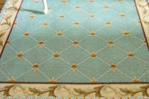 Traditional French Country Swirls Vintage Blue Grids Dollhouse 1/12 ...