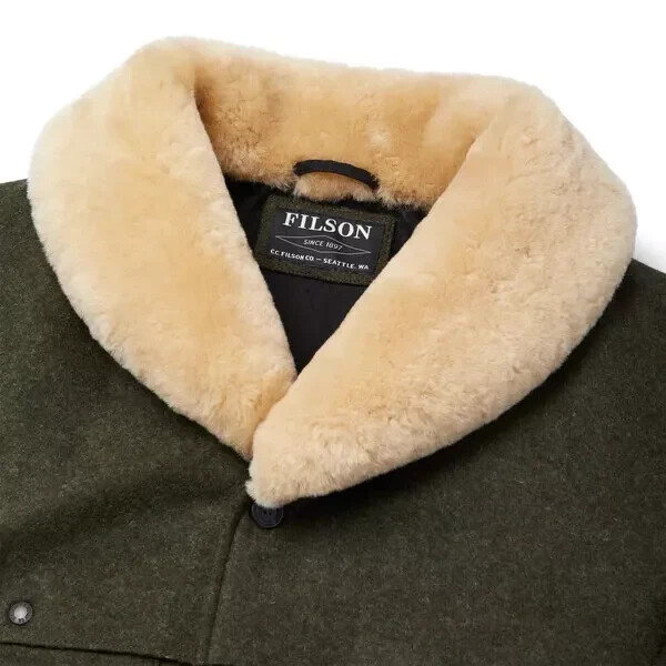 Filson Lined Wool Packer Coat Forest Green Mackinaw Wool Heavy Warm USA ...