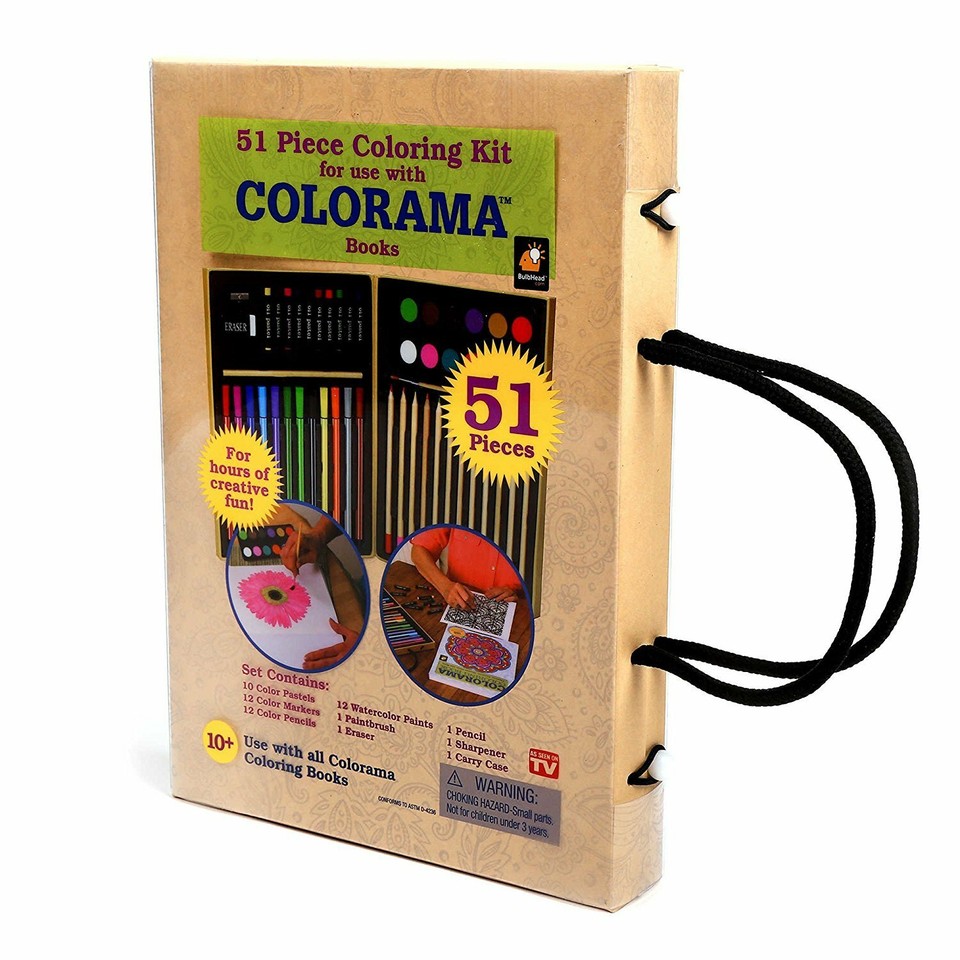 Colorama 51 Piece Coloring Art Kit Markers Pencils Paint With Case | eBay