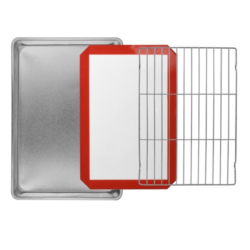 3 Piece Stainless Steel Bakeware Set, Baking Pan, Cooling Rack ...