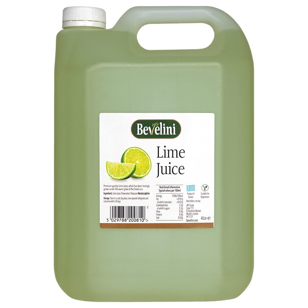 Bevelini Mediterannean 100% Pure Lime Juice, 4L (Large, Catering Size ...