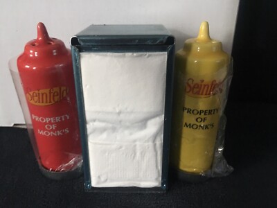 Seinfeld Monk’s Diner Salt Pepper Set Napkin Holder Ketchup Mustard | eBay
