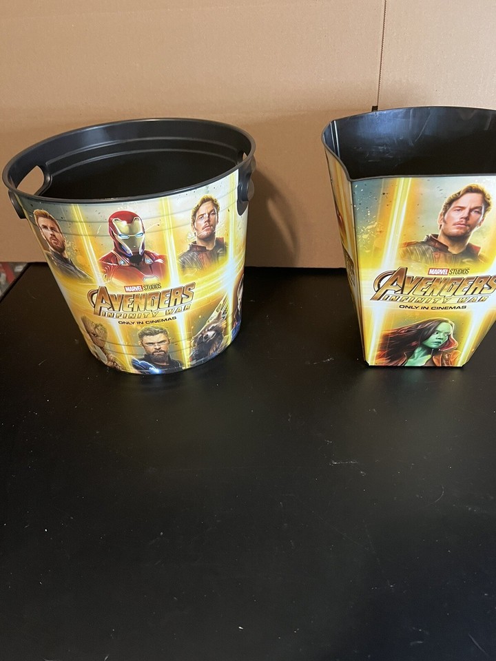 Pair Of Marvel Avengers Infinity War Movie Promo Plastic Popcorn Bucket ...